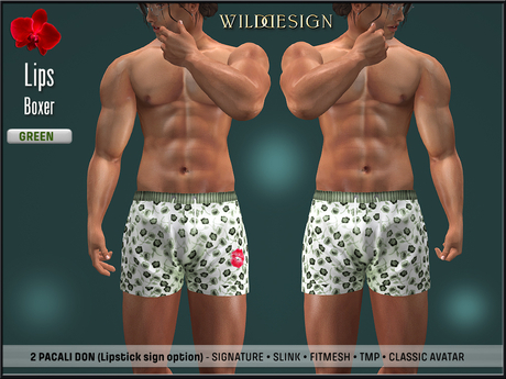 Second Life Marketplace - [Wildfloverr Design] Mens Pacali don boxer green